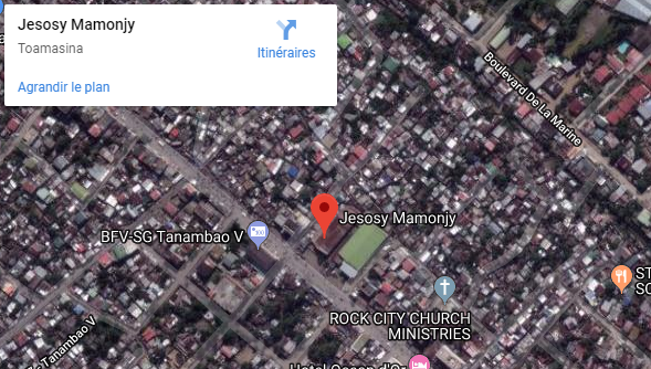 Jesosy Mamonjy Toamasina map - Lalamasaka Hatry ny Ela